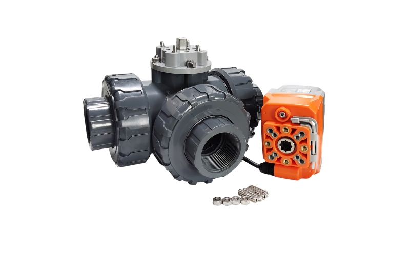 20Nm 3-Way UPVC True Union End Motorized Ball Valve with BSP, NPT or ...